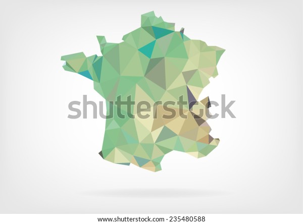 Low Poly Map France Stock Vector (Royalty Free) 235480588 | Shutterstock