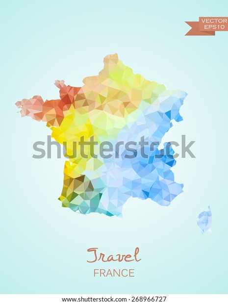 Low Poly Map France Isolated Vector Stock Vector (Royalty Free ...