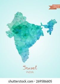 Low Poly Map India Isolated Vector Stock Vector (Royalty Free) 269586611