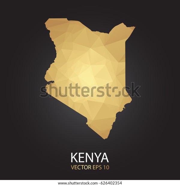 Low Poly Map Kenya Gold Polygonal Stock Vector (Royalty Free) 626402354 ...