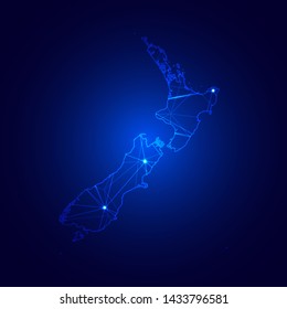 Low Poly Map New Zealand Lights Stock Vector (Royalty Free) 1433796581 ...