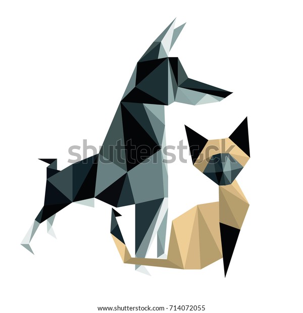 Low Poly Pets Icons Cat Dog Stock Vector (Royalty Free) 714072055 ...