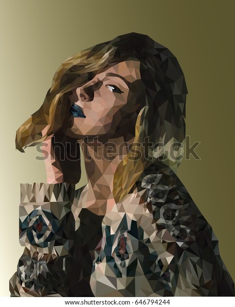 Low Poly Polygon Art Illustration Girl Stock Vector (Royalty Free ...
