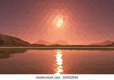 Low Poly Sea Sunset Art Background Stock Vector (Royalty Free ...