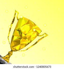 Low Poly Trophy Background Championwinner Conceptvector Stock Vector ...