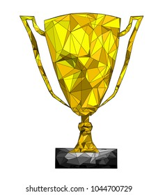 Low Poly Trophy Championwinner Conceptvector Stock Vector (Royalty Free ...