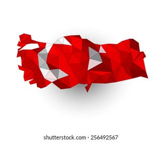 Low Poly Turkey Map On Waving Stock Vector (Royalty Free) 256492567 ...