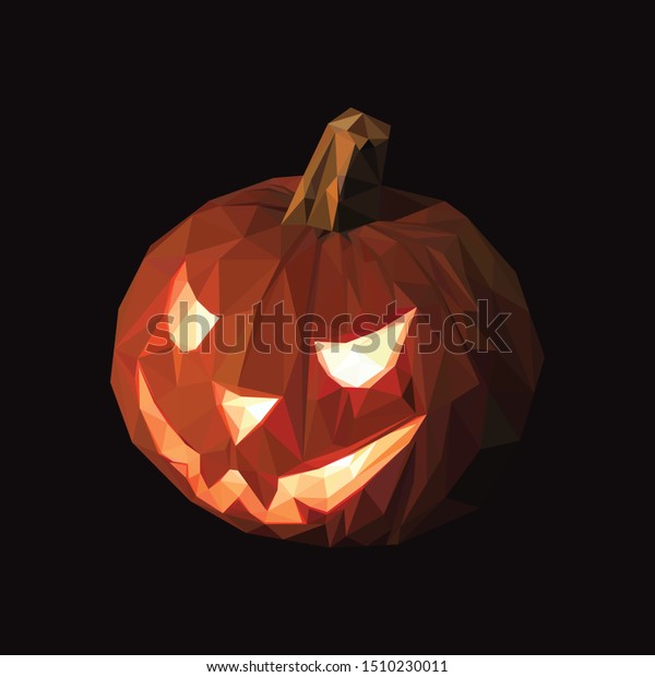 Low Poly Vector Halloween Pumpkin Seen Stock Vector (Royalty Free ...