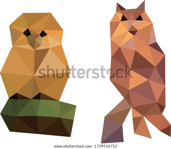 Low Polygon Geometry Animal Owl Low Stock Vector (Royalty Free ...