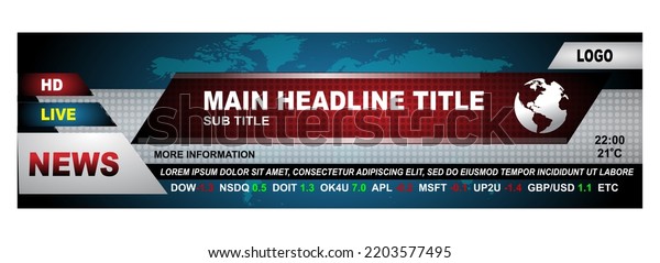 Lower Title Broadcasting Television Live Streaming Stock Vector ...