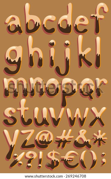 Lowercase Alphabets Signs Brown Color Stock Vector (Royalty Free) 269246708