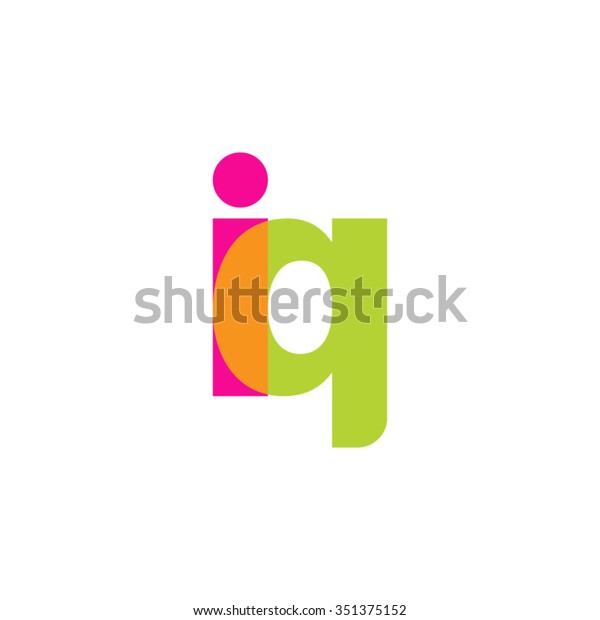 Lowercase Iq Logo Pink Green Overlap Stock Vector (Royalty Free) 351375152