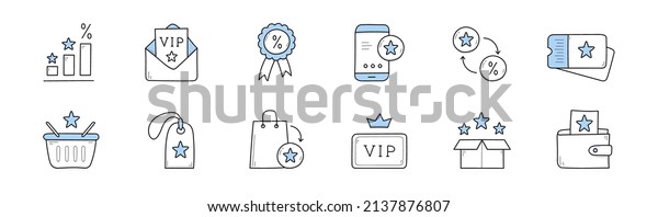 Loyalty Program Icons Customer Reward Bonus Stock Vector (Royalty Free ...