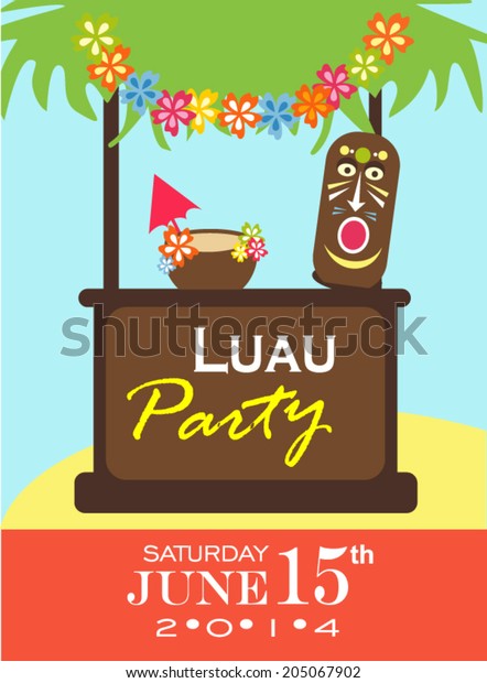 Luau Party Invitation Stock Vector (Royalty Free) 205067902 | Shutterstock