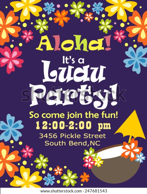 Luau Party Invitation Stock Vector (Royalty Free) 247681543 | Shutterstock