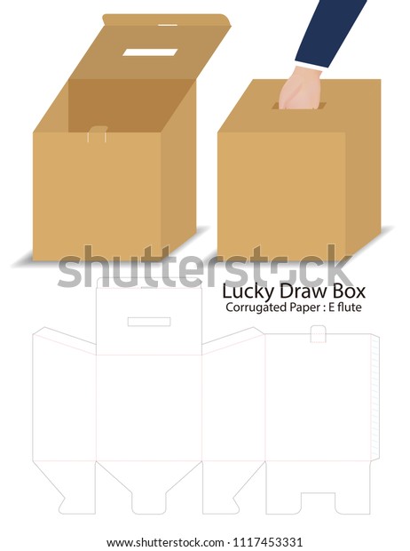 Lucky Draw Box 3d Mockup Dieline Stock Vector (Royalty Free) 1117453331