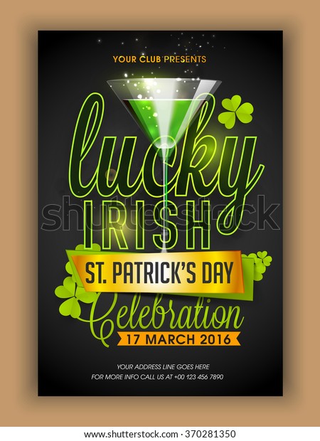 Lucky Irish Pamphlet Banner Flyer Design Stock Vector (Royalty Free ...