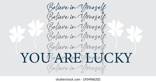 Lucky Slogan Fourleaf Clover Tee Print Stock Vector (Royalty Free ...