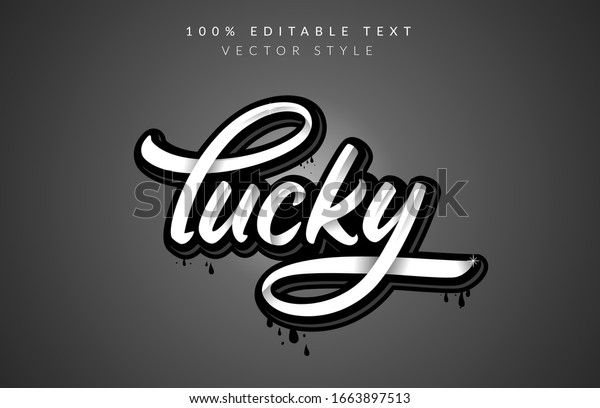Lucky Text Style Hand Drawn Lettering Stock Vector (Royalty Free ...