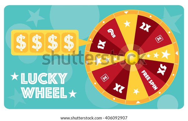 Lucky Wheel Flat Illustration Vector Text Stock Vector (Royalty Free ...