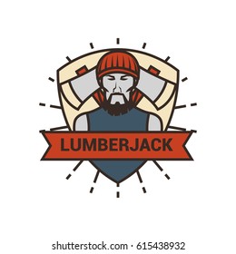 Lumberjack Logo Design Template Isolated On Stock Vector (Royalty Free ...