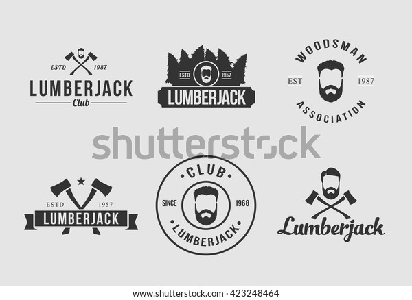 Lumberjack Logo Set White Stock Vector (Royalty Free) 423248464 ...
