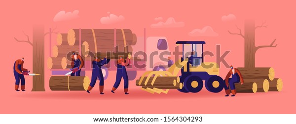 Lumberjack Male Characters Working Overalls Truck Stock Vector (Royalty ...
