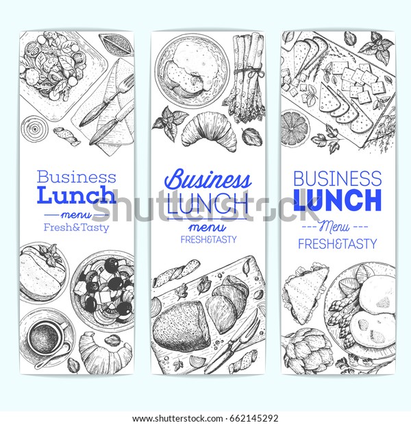Lunch Banner Collection Food Menu Design Stock Vector (Royalty Free ...