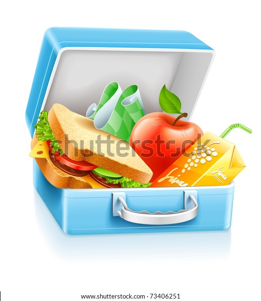caja de comidas con bocadillos, manzana: vector de stock (libre de ...
