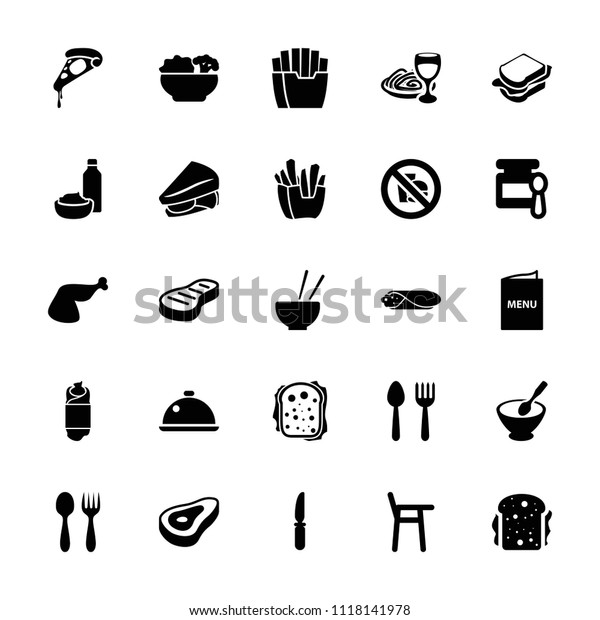 Lunch Icon Collection 25 Lunch Filled Stock Vector (Royalty Free ...