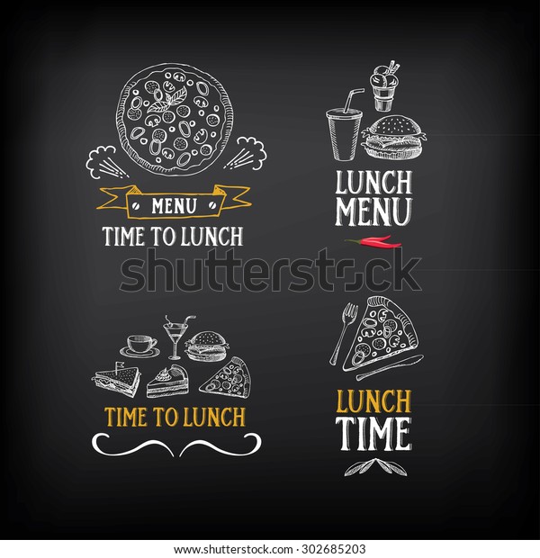 Lunch Menu Logo Badge Design Stock Vector (Royalty Free) 302685203 ...