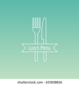 Lunch Menu Logo Linear Drawing Vector Stock Vector (Royalty Free) 655838836