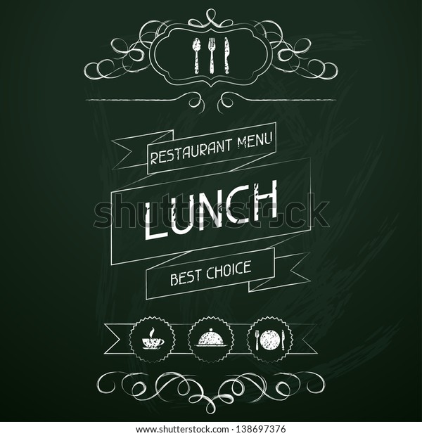 Lunch On Restaurant Menu Chalkboard Stock Vector (Royalty Free) 138697376 Lunch On Restaurant Menu Chalkboard Stock Vector (Royalty Free) 138697376
