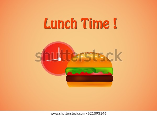 Lunch Time Background Hamburger Oclock Text Stock Vector (Royalty Free ...