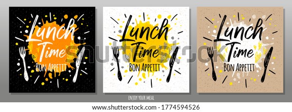 Lunch Time Bon Appetit Enjoy Your Stock Vector (Royalty Free ...