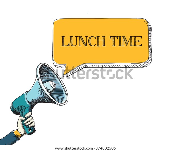 Lunch Time Word Speech Bubble Sketch Stock Vector (Royalty Free) 374802505