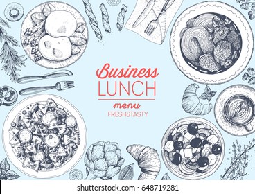 Lunch Top View Frame Food Menu Stock Vector (Royalty Free) 648719281 ...