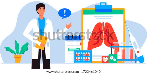 Lung Inspection Pulmonology Human Vector Illustration Stock Vector ...