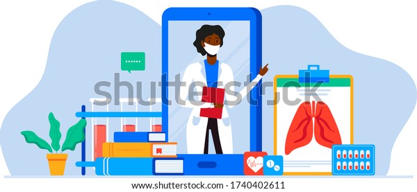 Vektor Stok Lung Inspection Pulmonology Human Vector Illustration ...