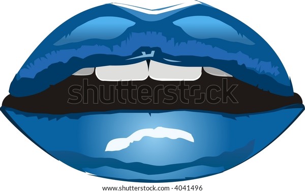 Luscious Blue Lips On White Background Stock Vector (Royalty Free) 4041496