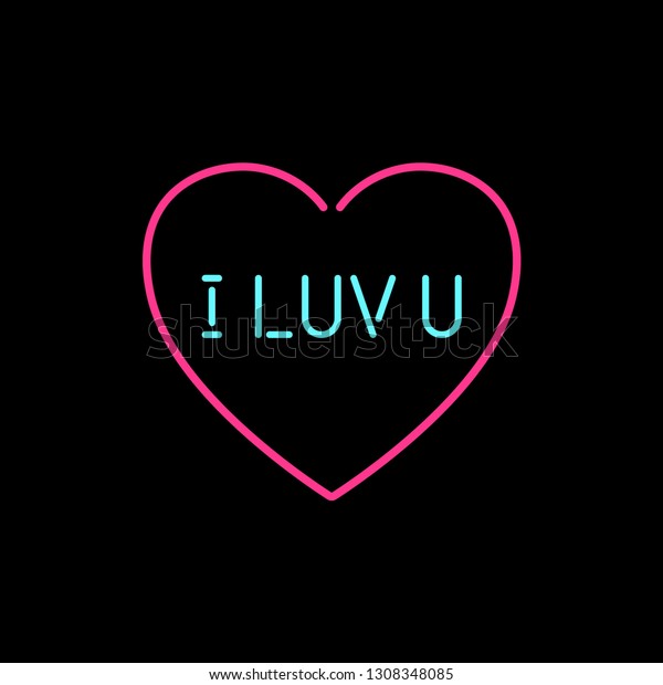 Luv U Neon Sign Black Background: vector de stock (libre de regalías ...