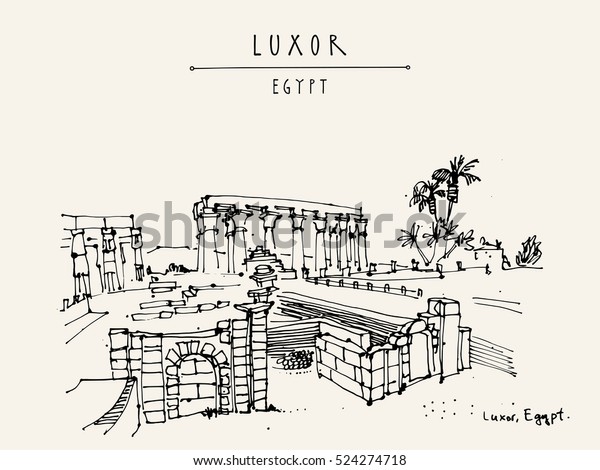 Luxor Temple Egypt Ancient Egyptian Temple Stock Vector (Royalty Free ...