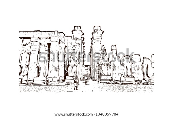 Luxor Temple Large Ancient Egyptian Temple Stock Vector (Royalty Free ...