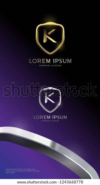 Luxurious 3d K Letter Shield Badge Stock Vector (Royalty Free ...