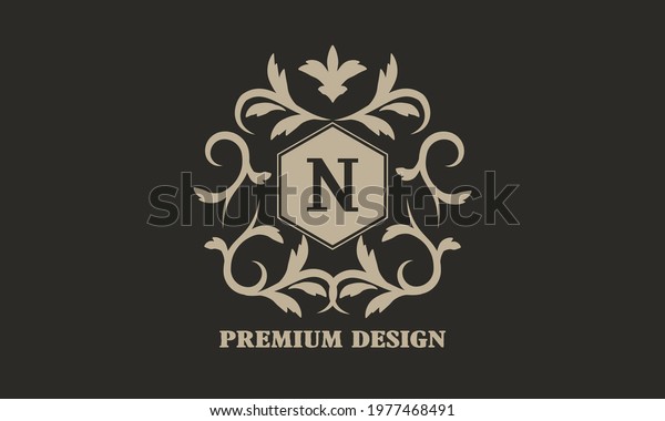 Luxurious Monogram Letter N Emblem Boutique Stock Vector (Royalty Free ...