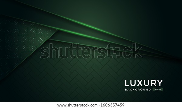 Luxurious premium dark green abstract background with green light lines ...
