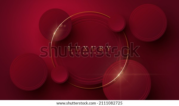 Luxury Background Red Circle Frame Golden Stock Vector (Royalty Free ...