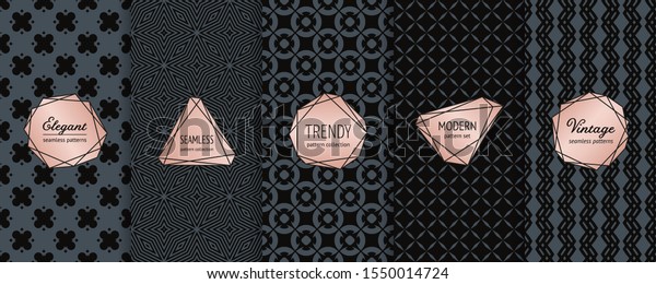 Luxury Black Seamless Pattern Collection Vector Stock Vector (Royalty ...