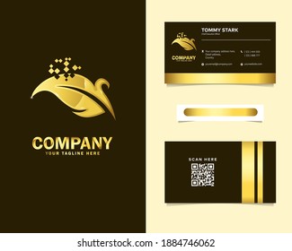 Luxury Digital Feather Logo Design Stationery Stock Vector (Royalty ...