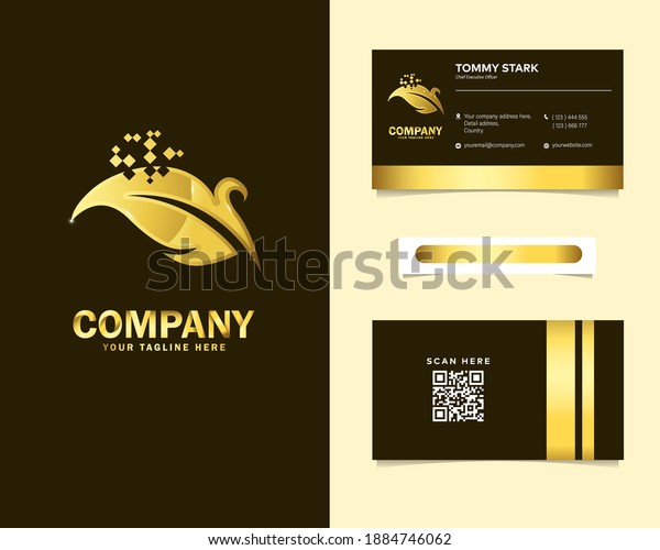 Luxury Digital Feather Logo Design Stationery Stock Vector (Royalty ...